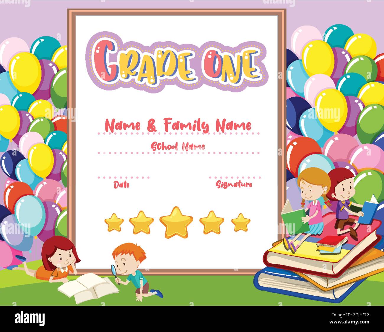 Grade one diploma certificate template illustration Stock Vector Image ...
