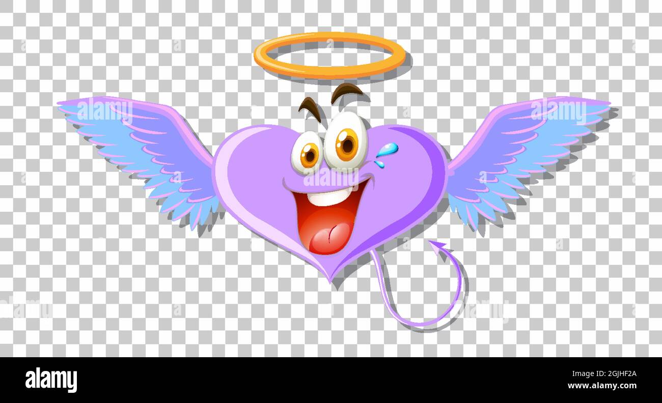Heart shape angel with facial expression illustration Stock Vector ...