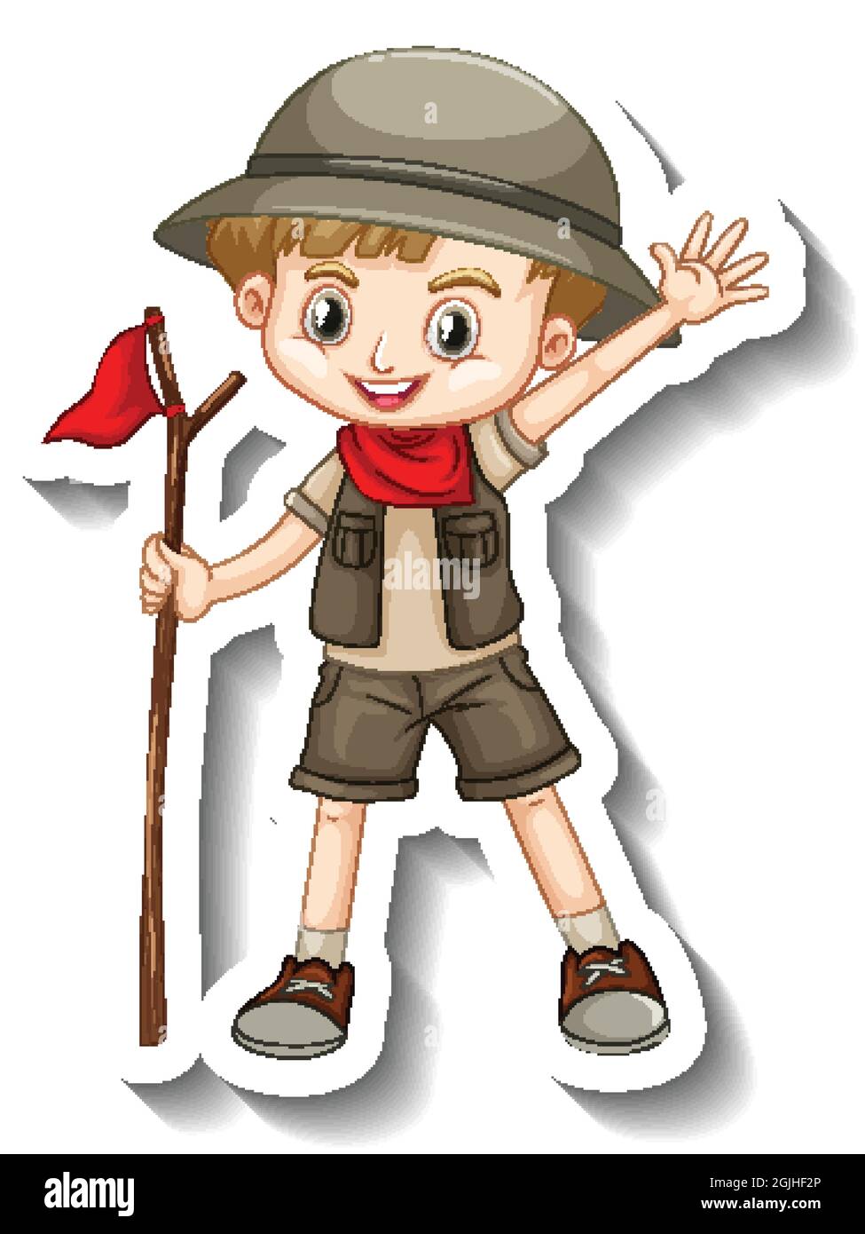 A sticker template of boy cartoon character illustration Stock Vector ...