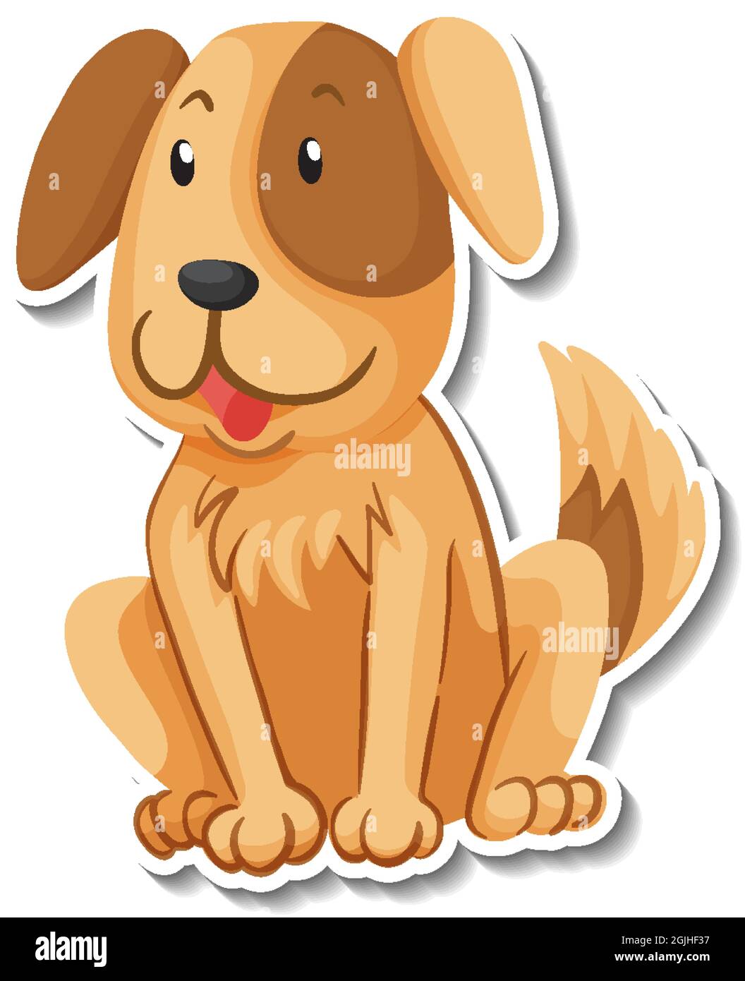A sticker template of dog cartoon character illustration Stock Vector ...