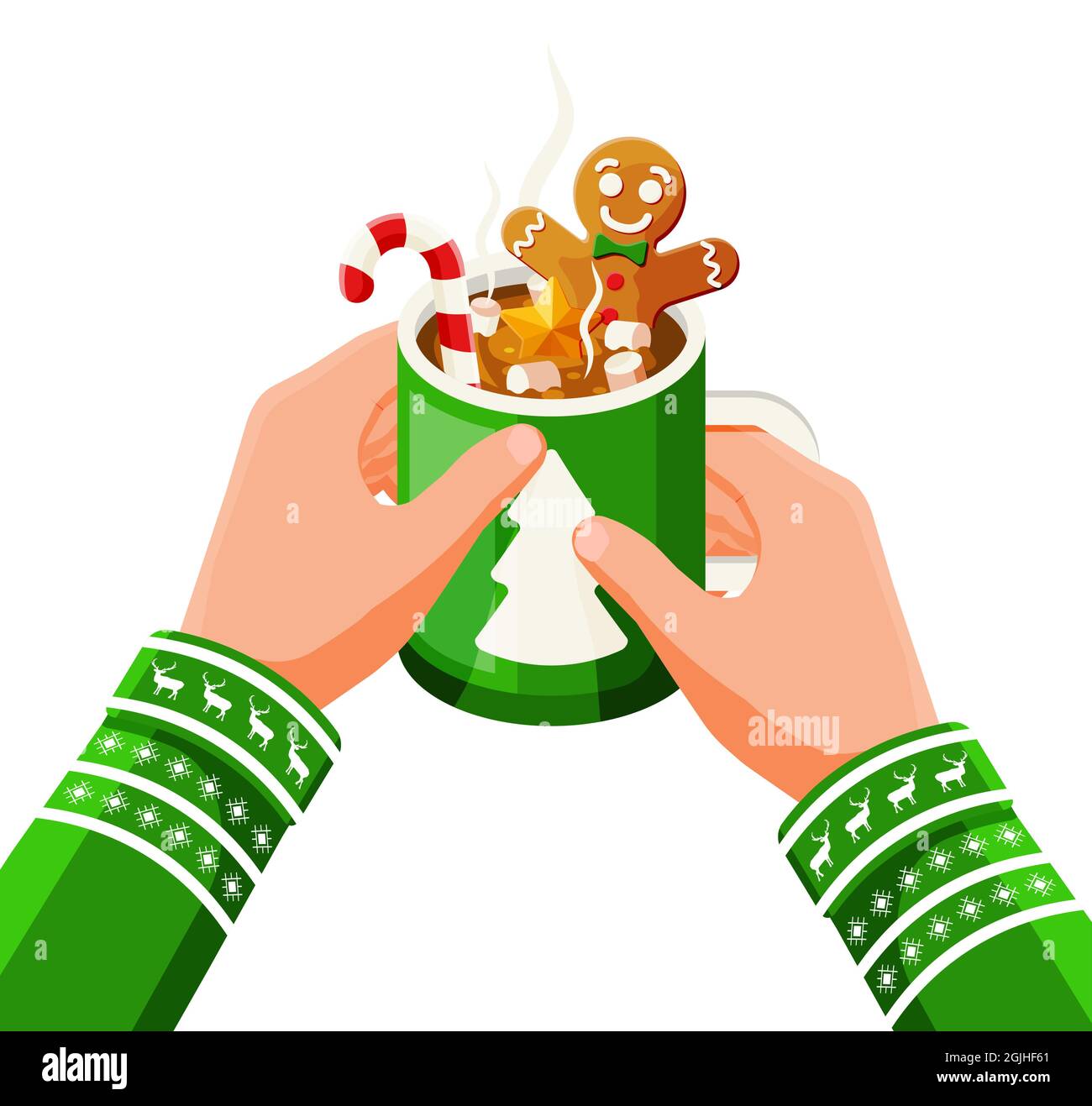 Cappuccino in cup marshmallows Stock Vector Images - Alamy