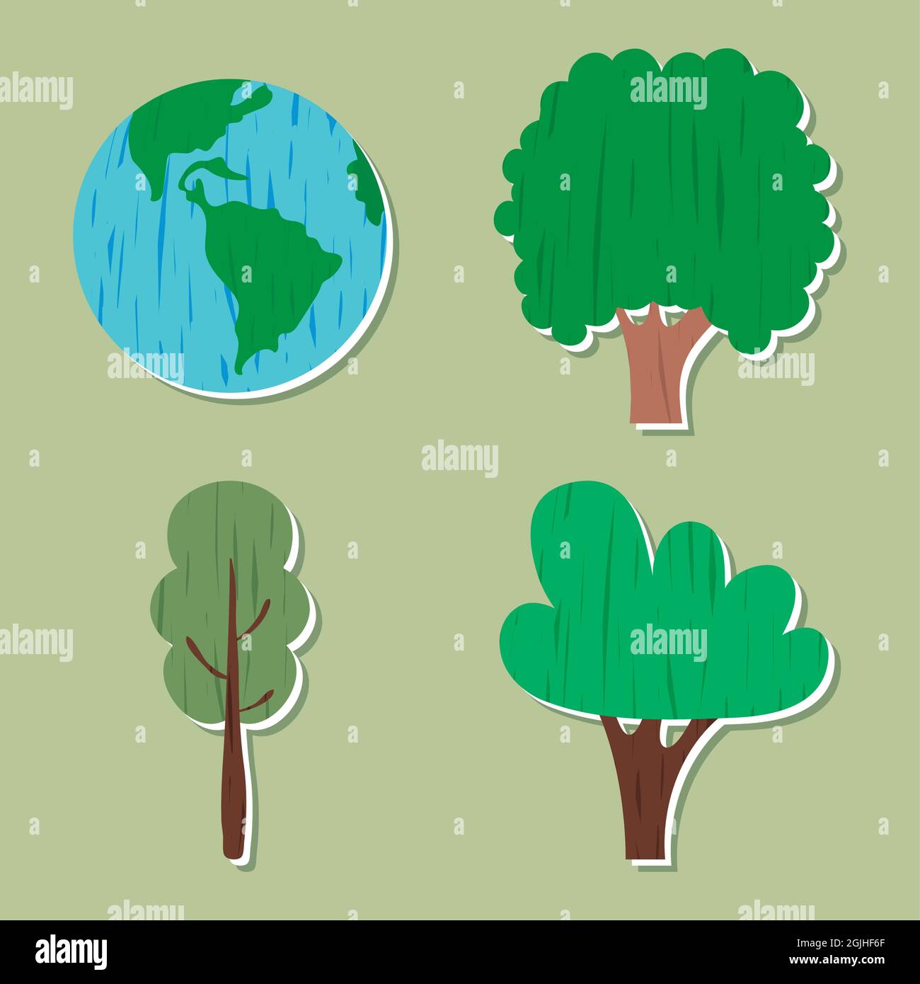 world and trees icon set Stock Vector Image & Art - Alamy