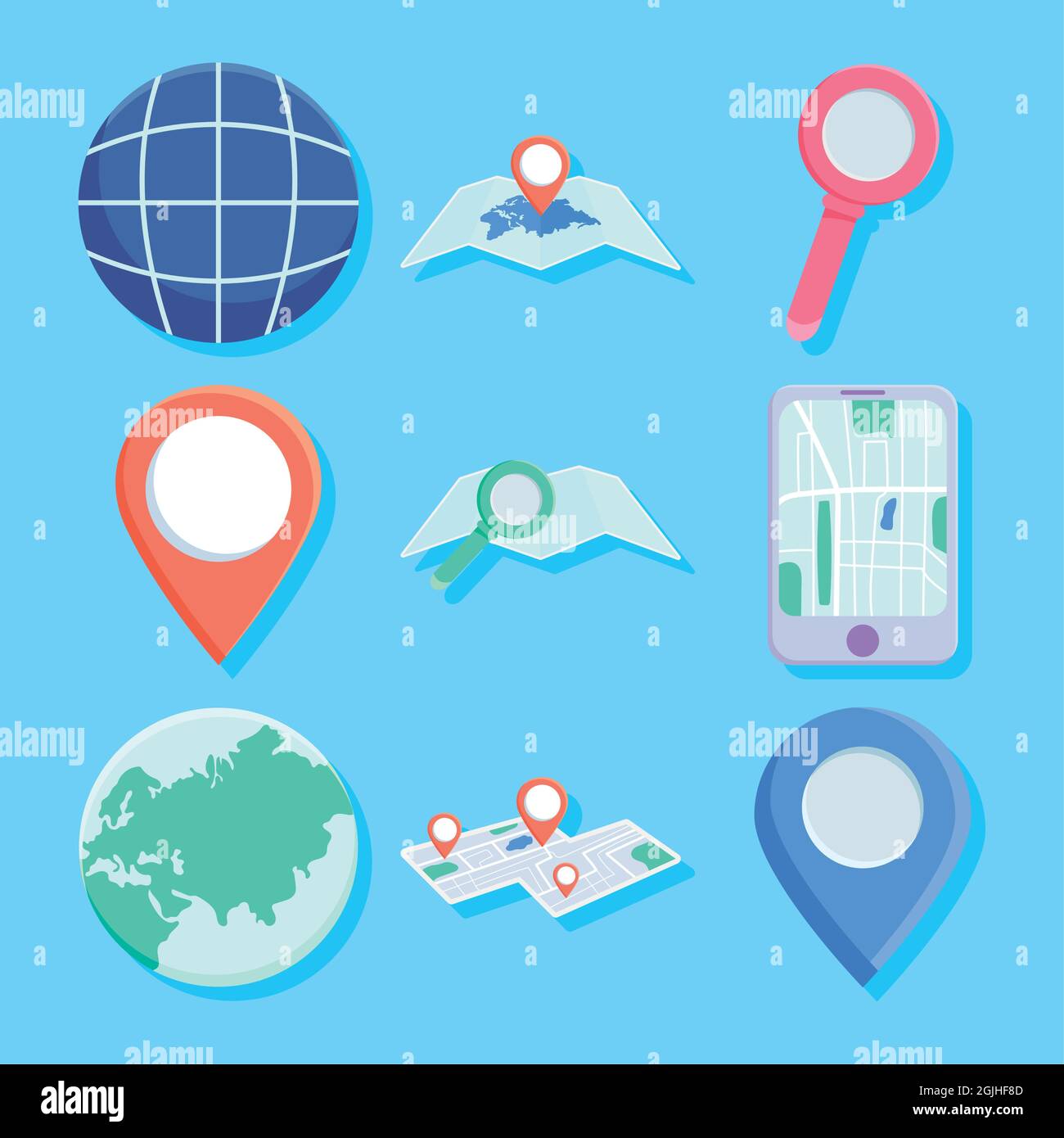 world and location icon set Stock Vector Image & Art - Alamy