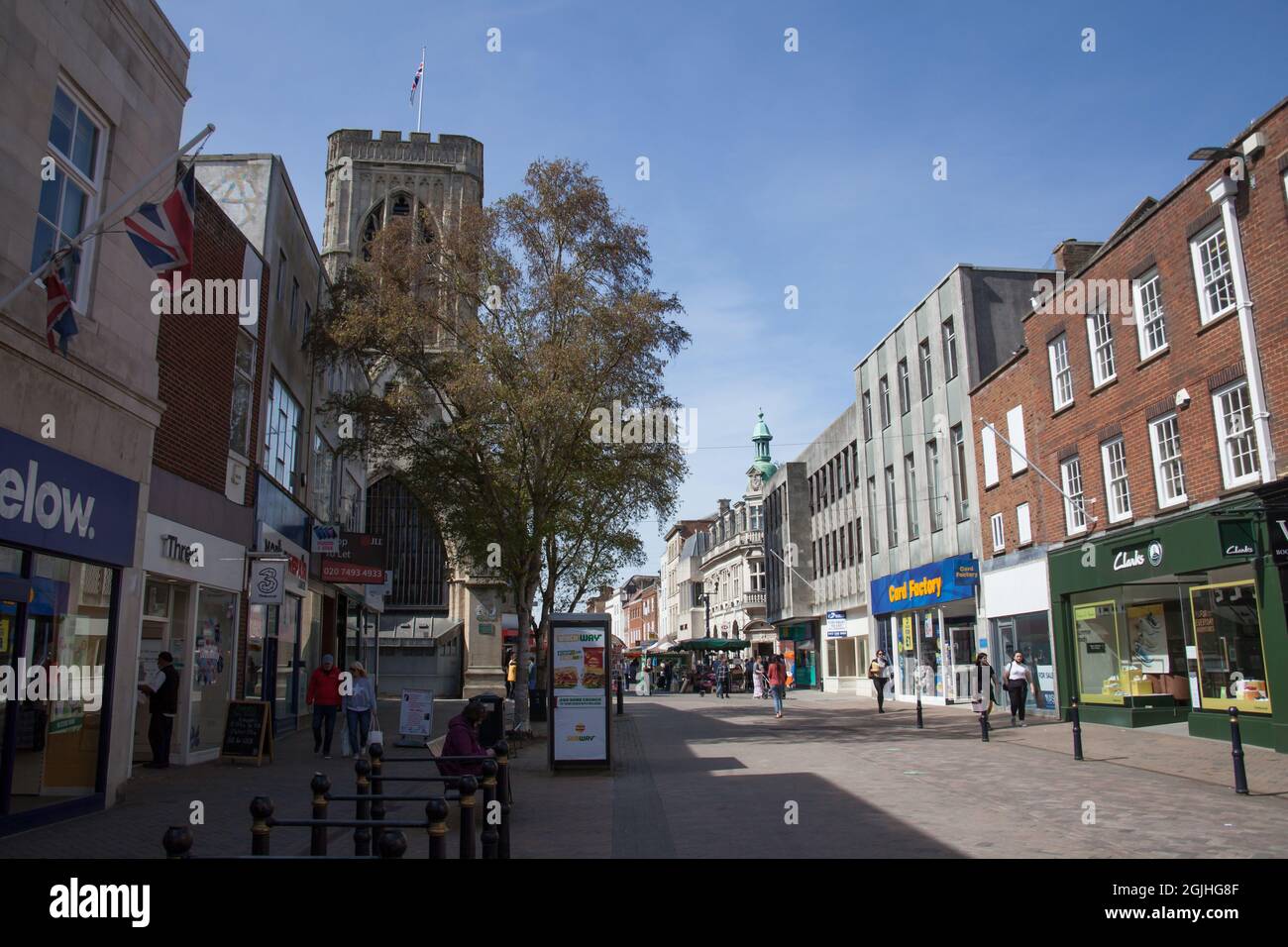 The town centre and shopping precinct in Gloucester in the UK Stock ...