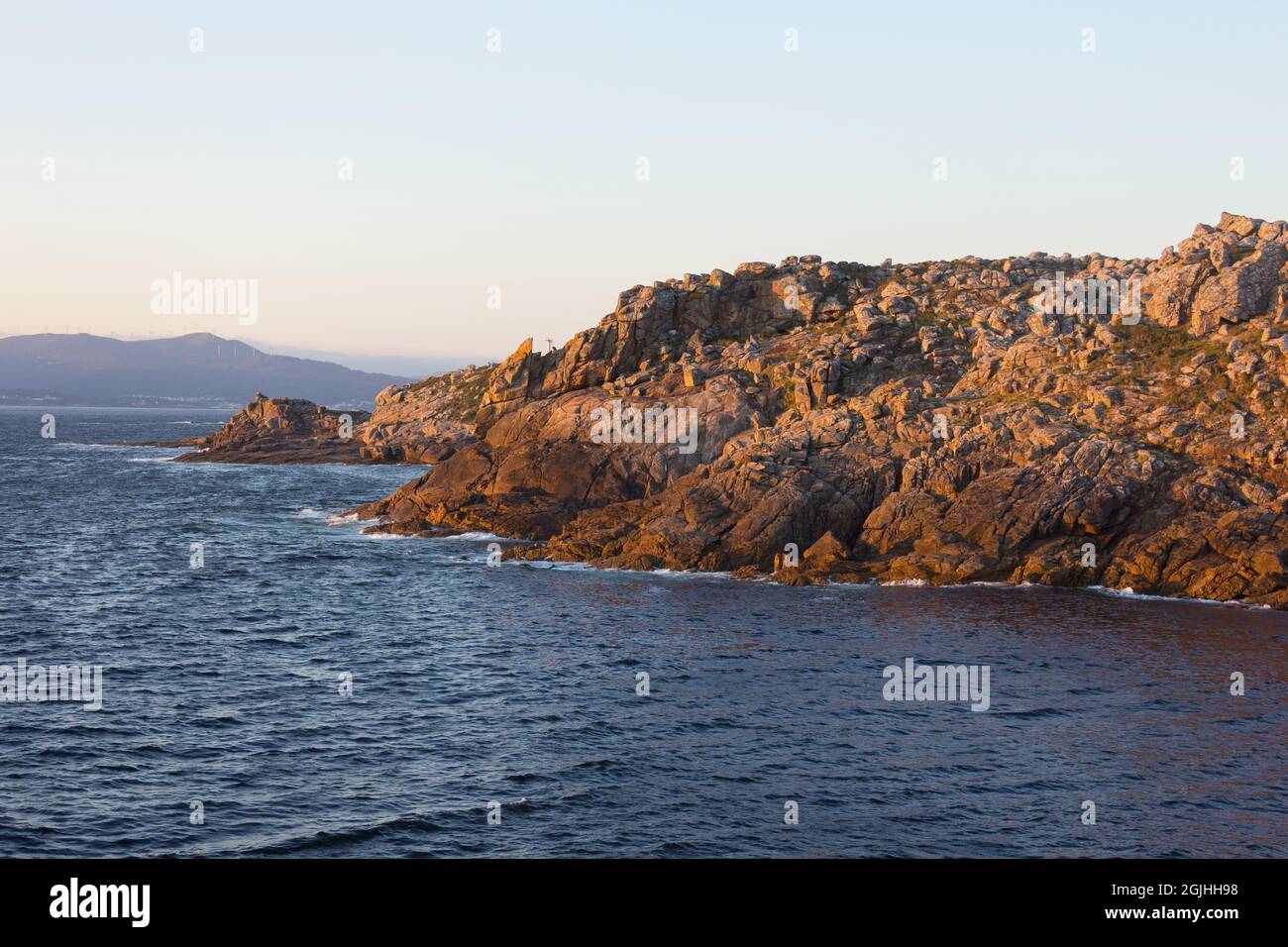 Marine views of the Atlantic Ocean, with calm sea and rocky coast Stock ...