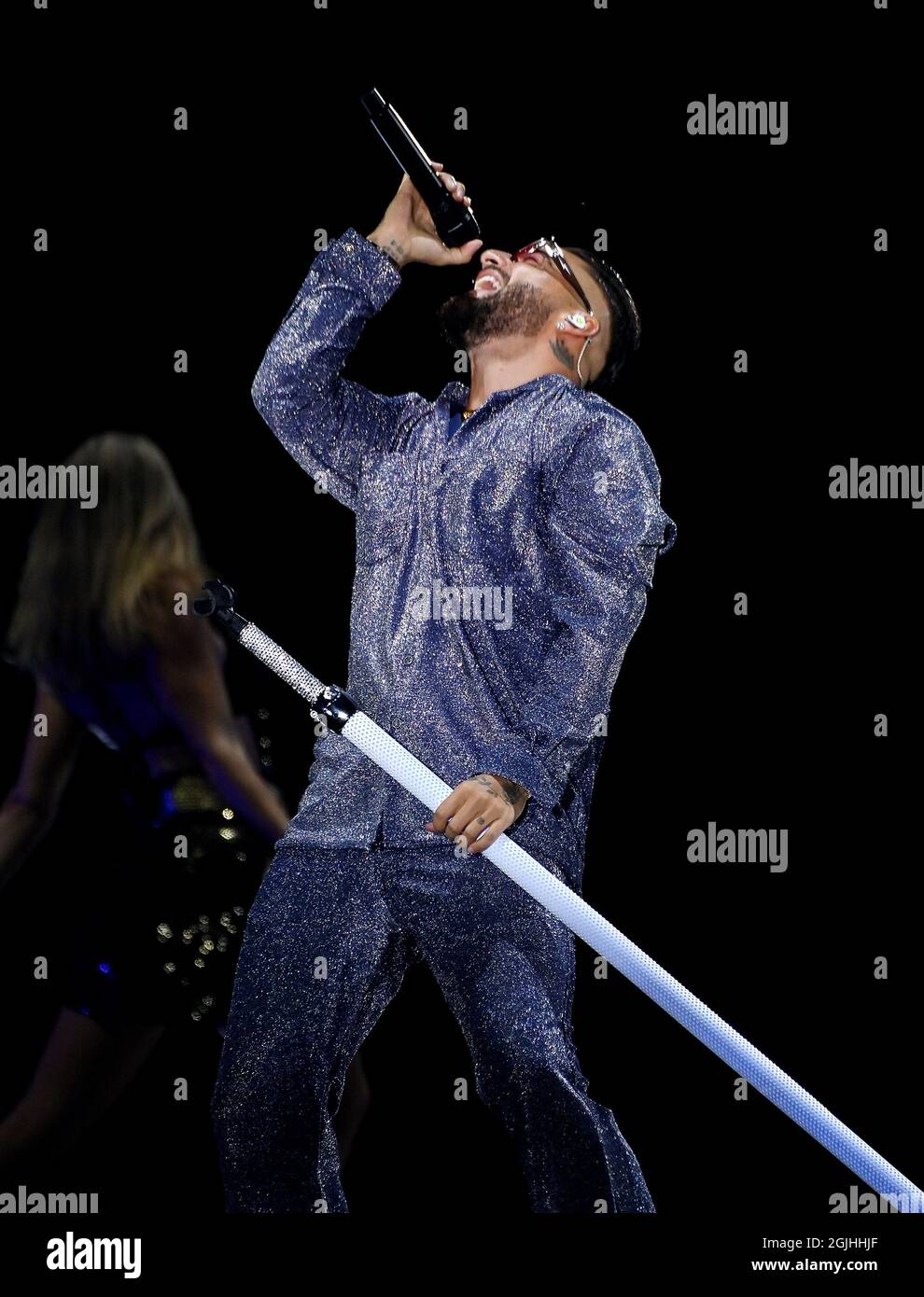 Maluma performs in concert during the 'Papi Juancho' Tour at the SAP Center on September 9, 2021 ...