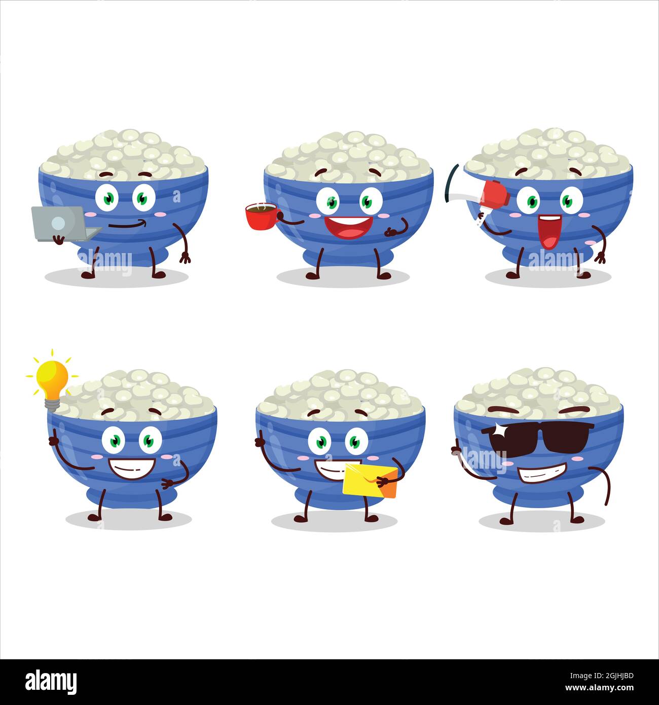 Navy beans cartoon character with various types of business emoticons ...