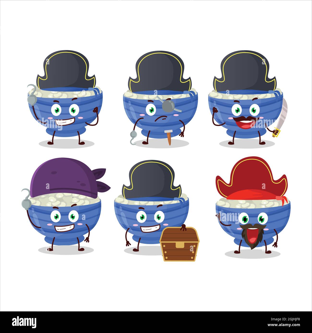 Cartoon character of navy beans with various pirates emoticons. Vector ...