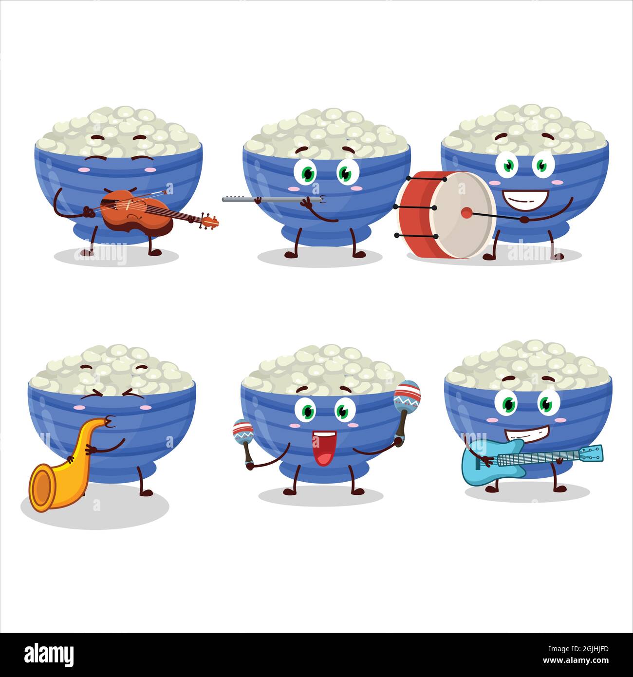 Cartoon character of navy beans playing some musical instruments ...