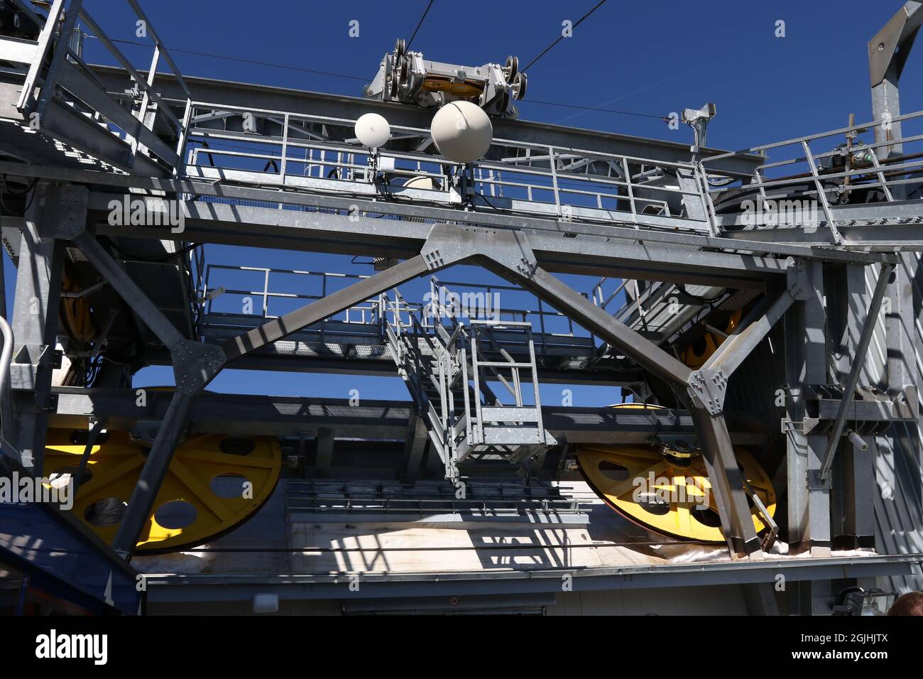 Steel structure of Punta Rocca cable car station, Marmolada, Dolomites ...