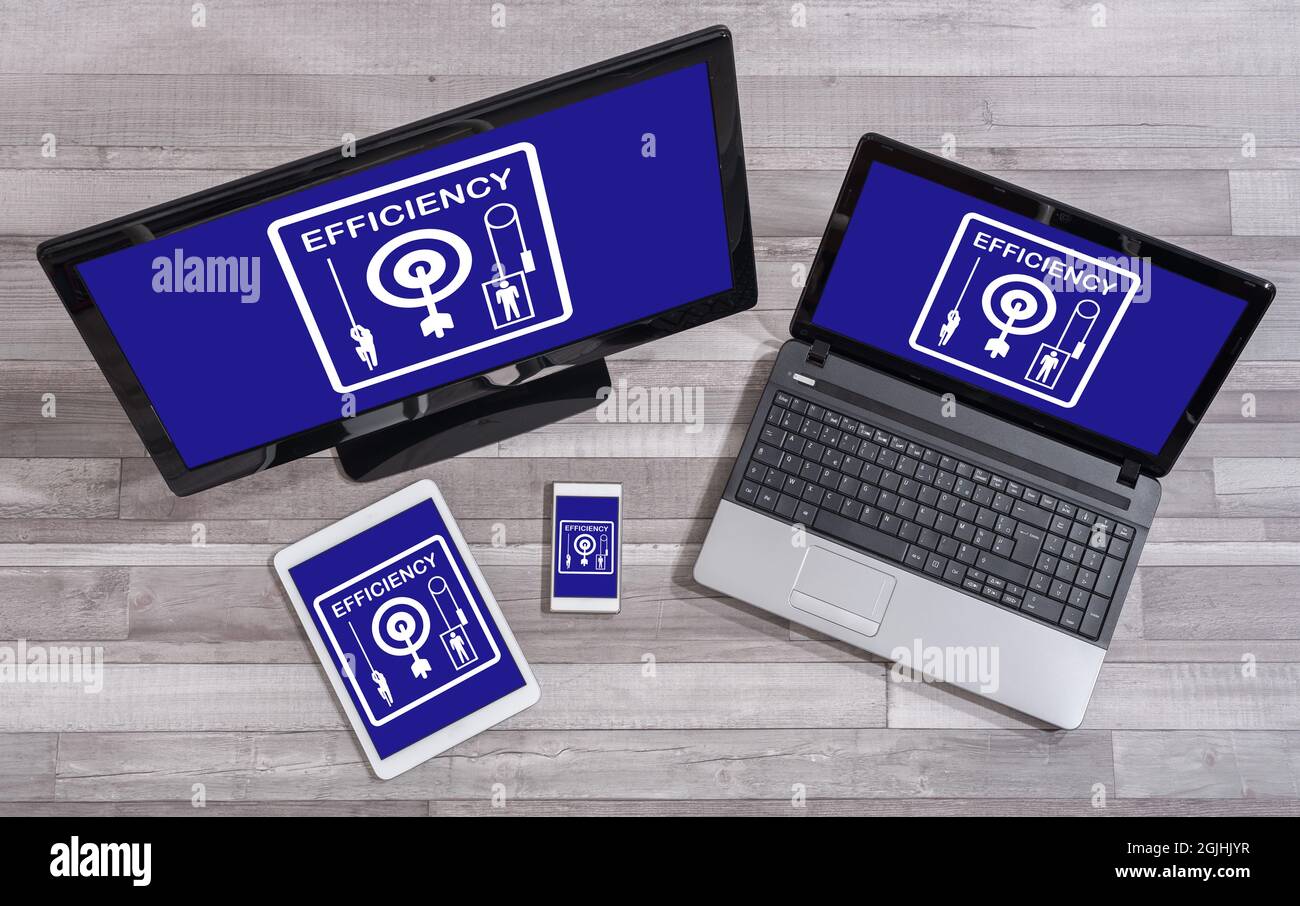 Efficiency concept shown on different information technology devices ...