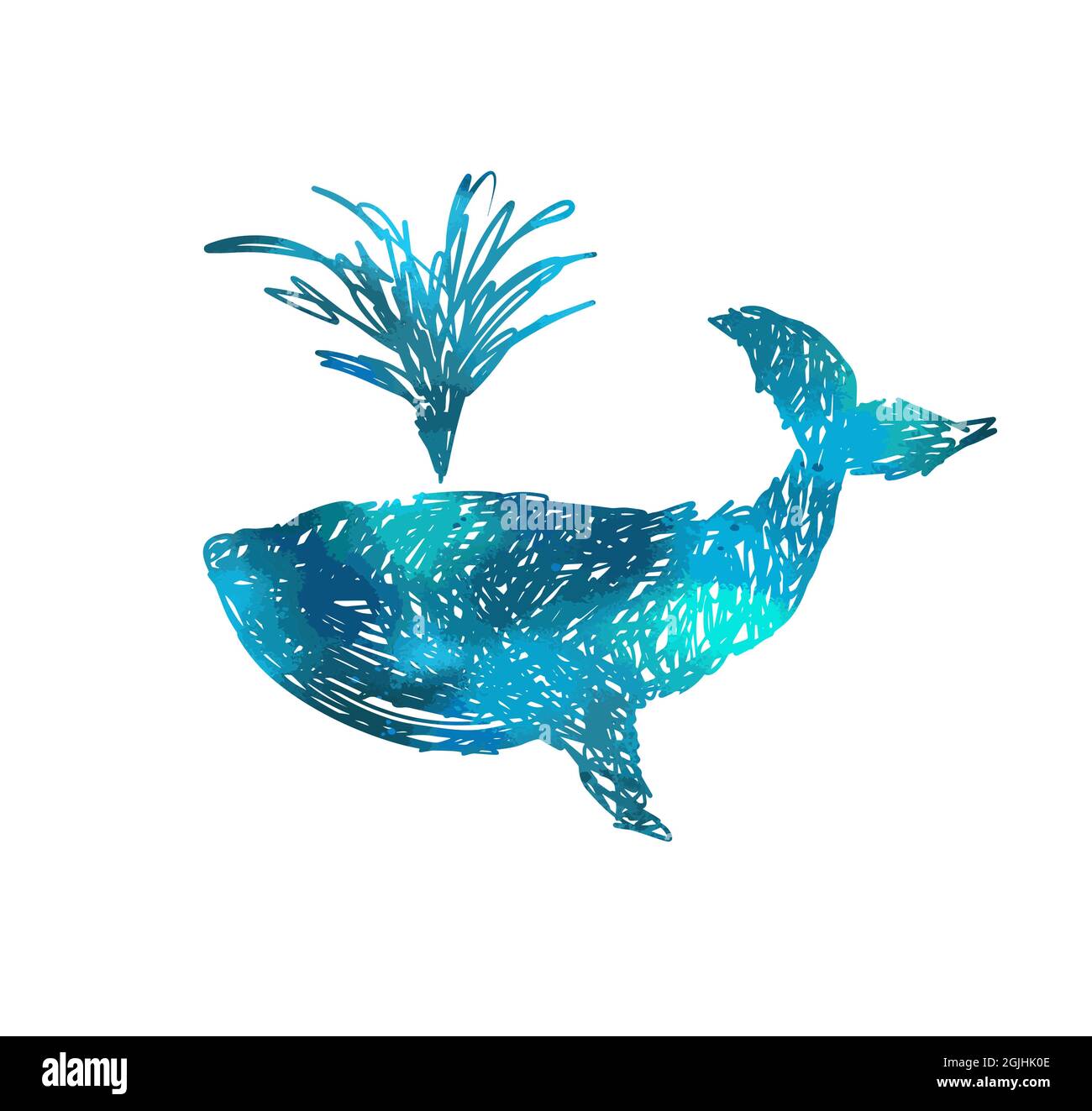 Blue whale. Handmade. Vector illustration Stock Vector Image & Art - Alamy
