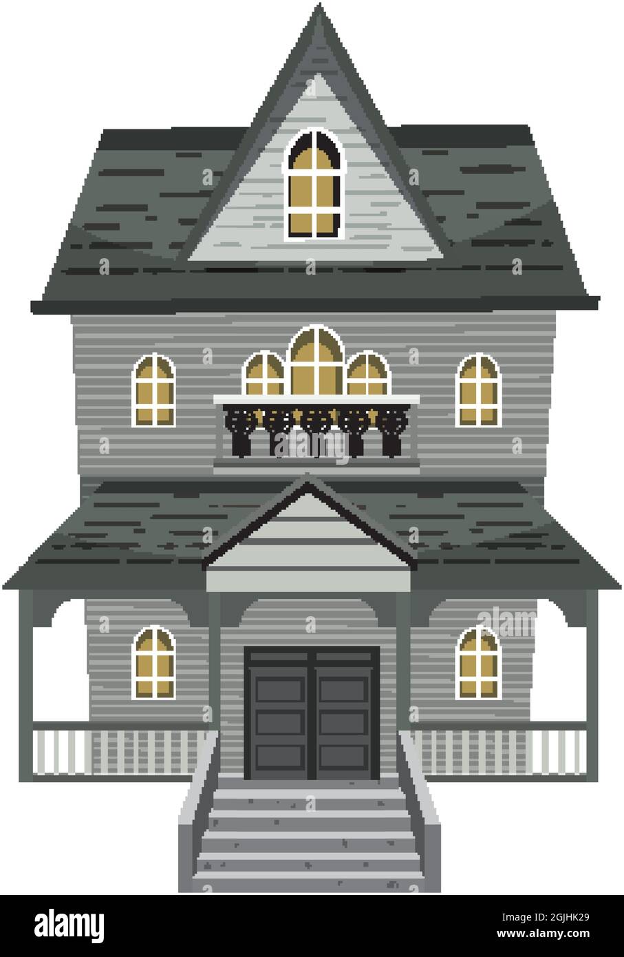 Isolated haunted mansion facade illustration Stock Vector Image & Art ...