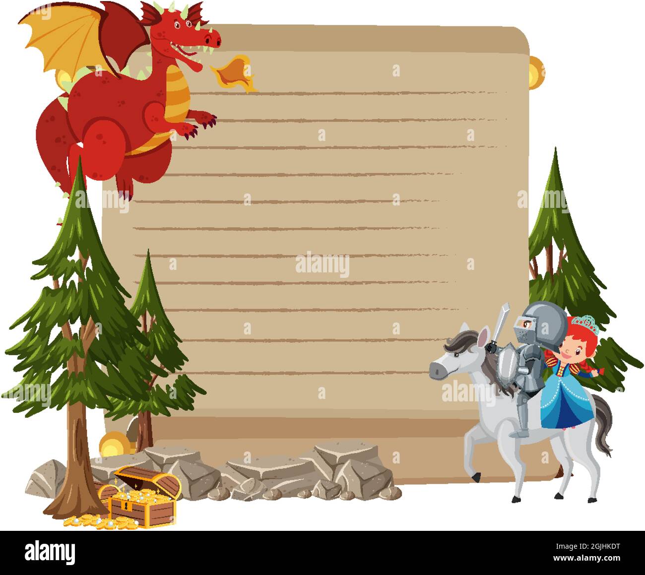 Medieval paper roll template illustration Stock Vector Image & Art - Alamy