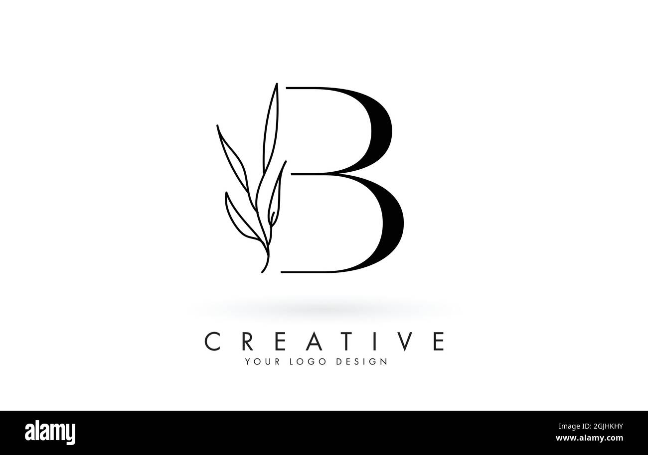 b-letter-logo-design-with-elegant-and-slim-leaves-vector-illustration
