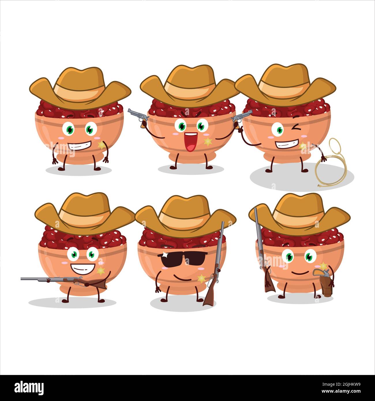 Cool cowboy kidney beans cartoon character with a cute hat. Vector ...