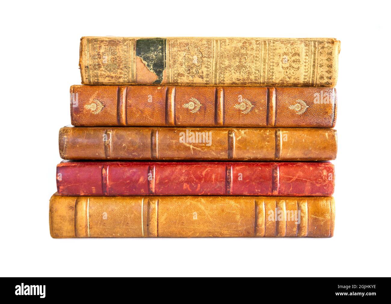 Stack of old books isolated on white background Stock Photo - Alamy