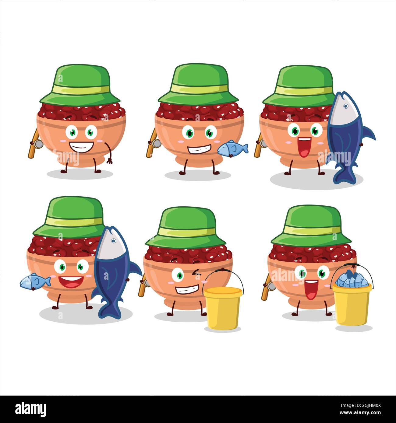 A fisherman kidney beans cartoon picture catch a big fish. Vector ...