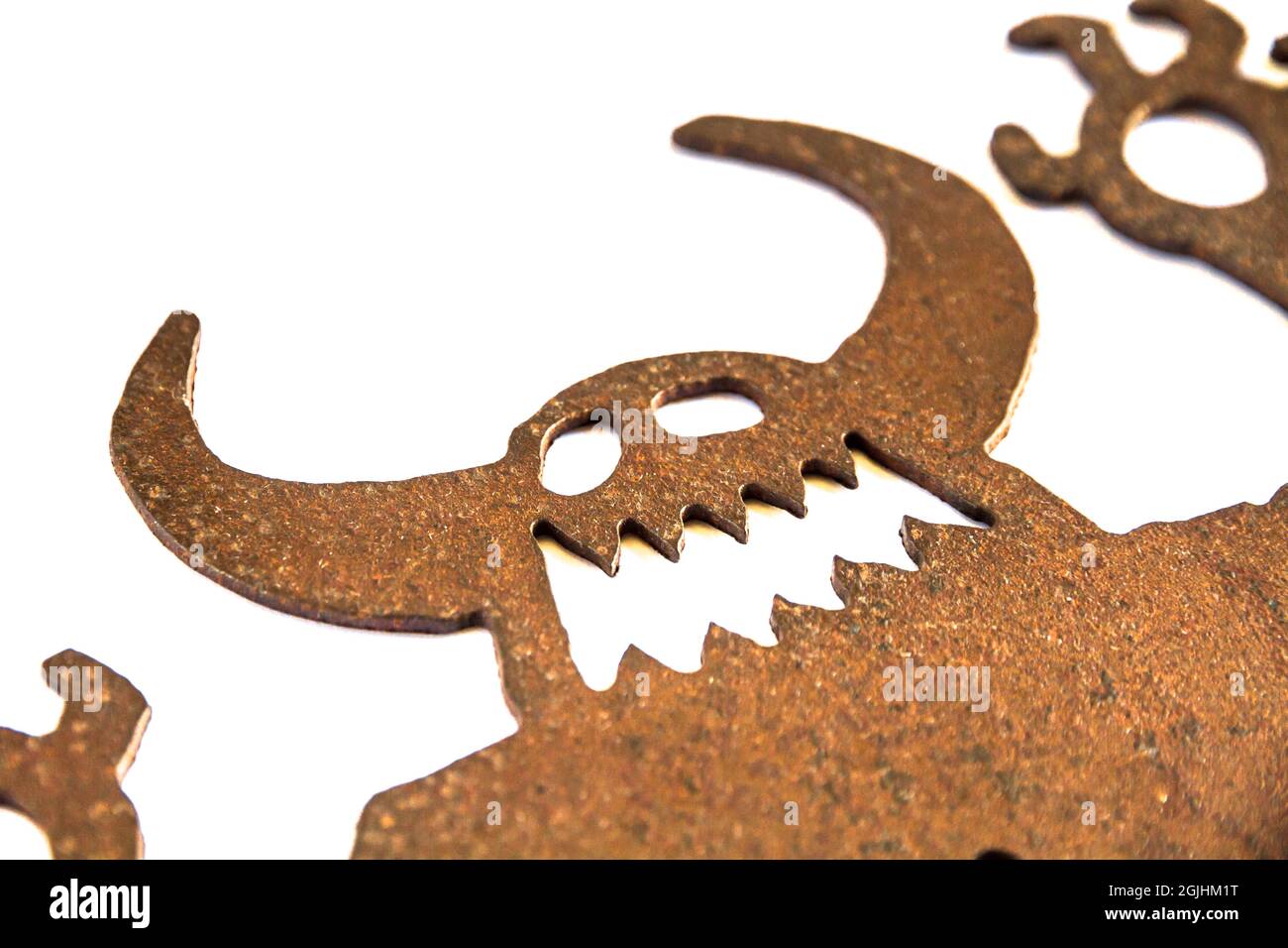 Traditional american ethnic metal sculpture of a devil isolated on ...