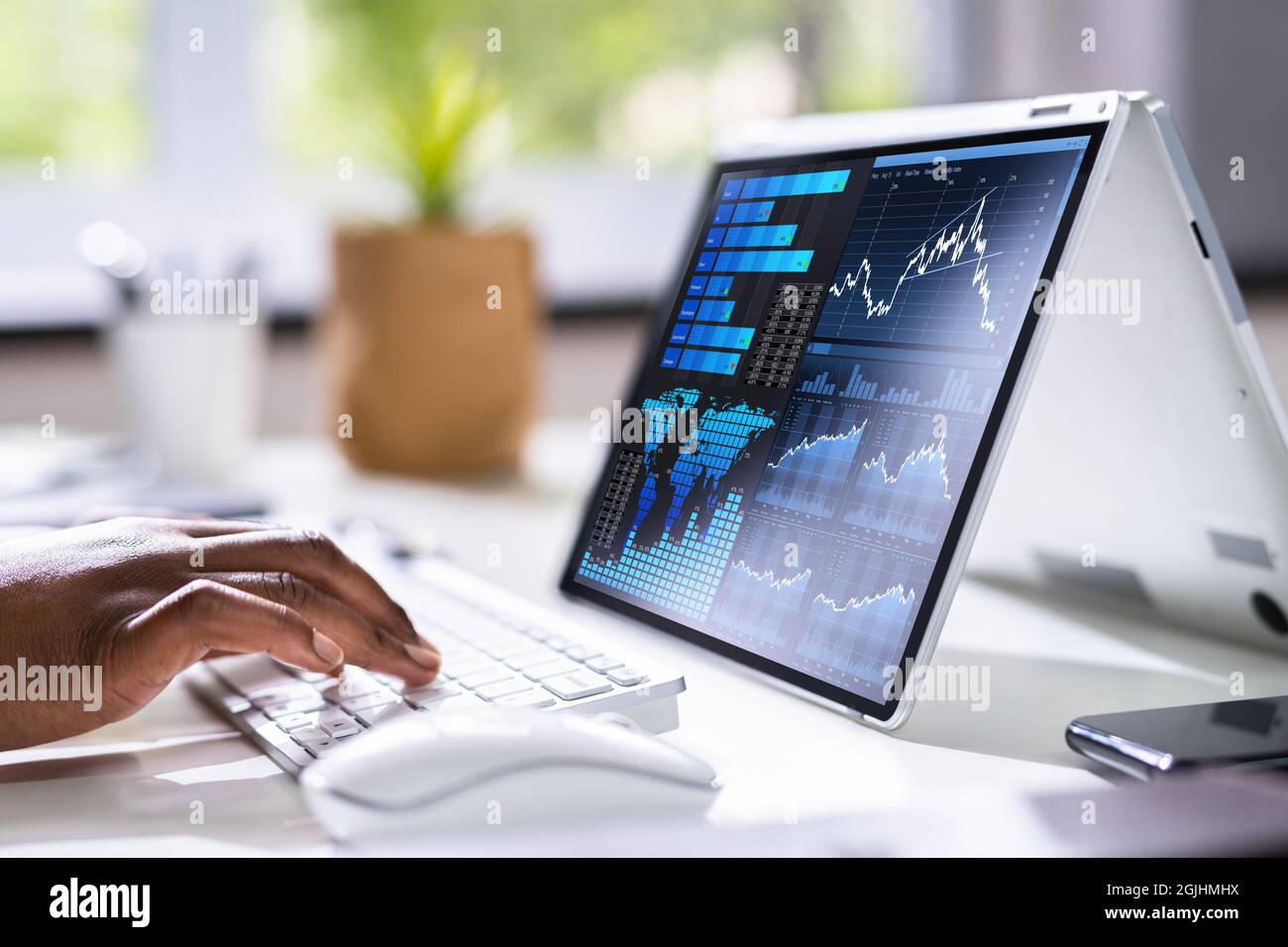 Financial Business Analytics Data Dashboard. Analyst Woman Stock Photo ...