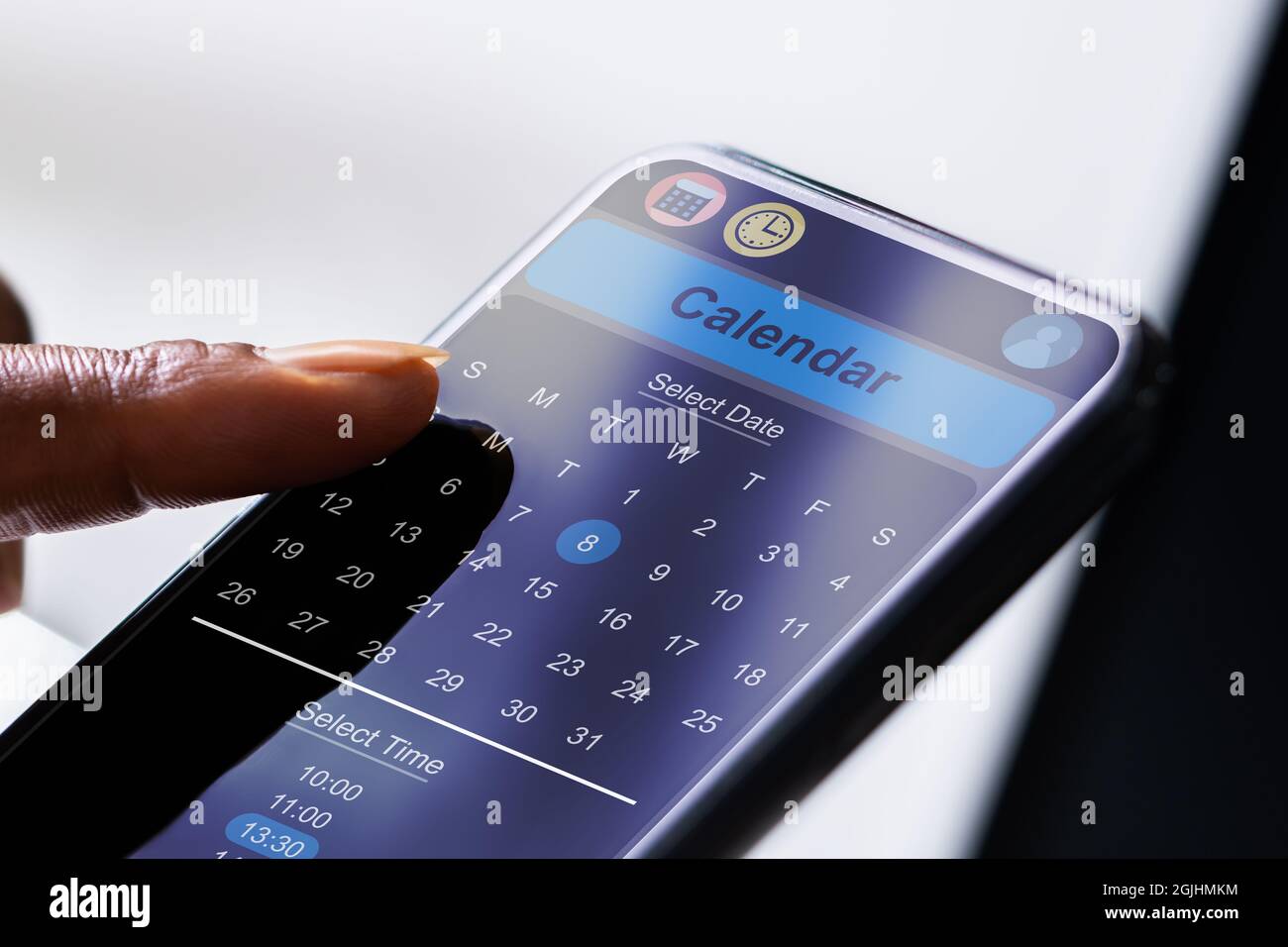 African American Person Looking In Calendar. Arranging Weekly Schedule ...