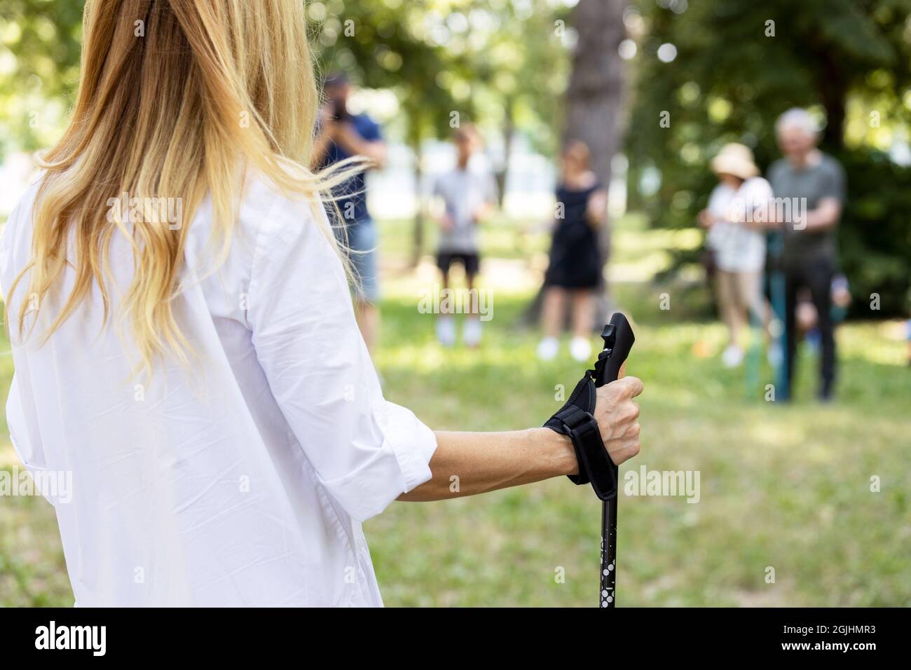Hand woman holding pole hi-res stock photography and images - Alamy