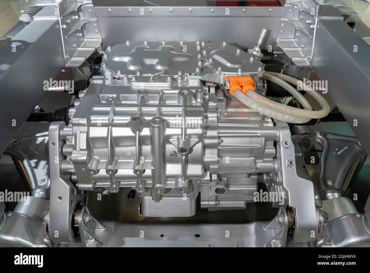Closeup of an engine in an electricity-powered car Stock Photo - Alamy