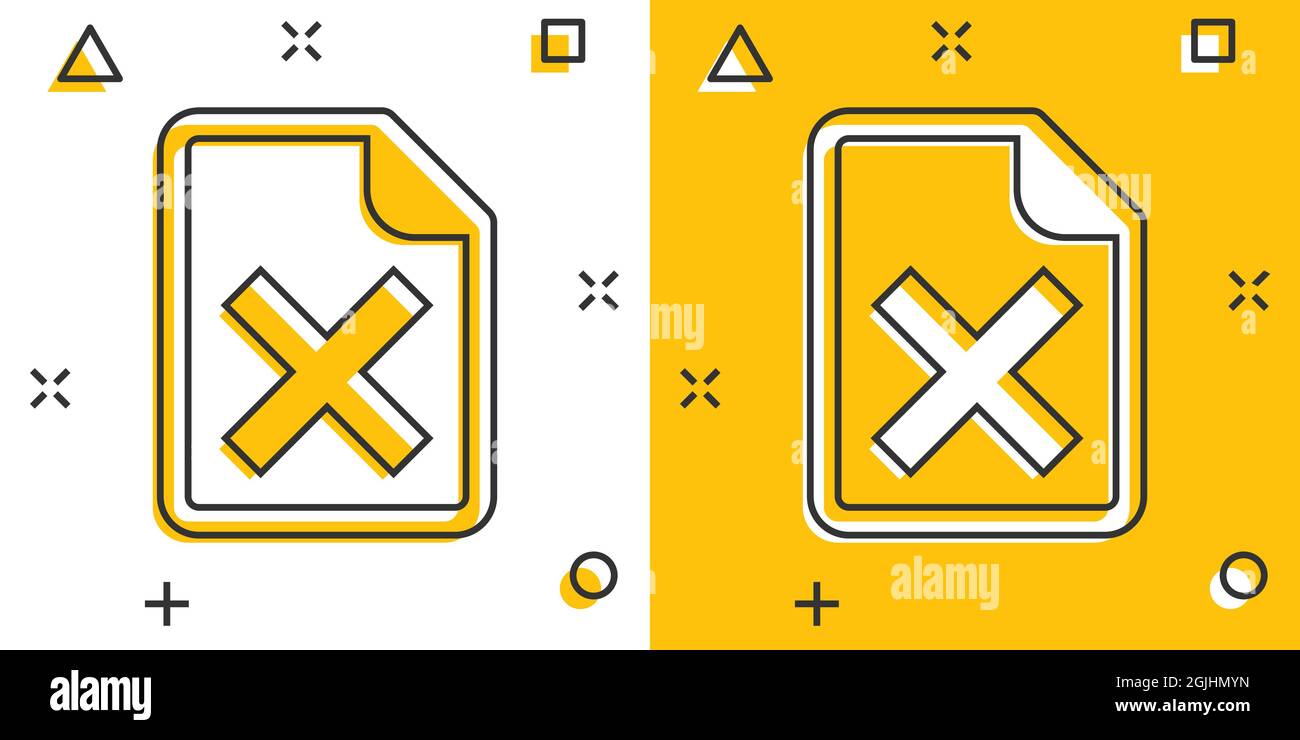 Document error icon in comic style. Broken report cartoon vector ...