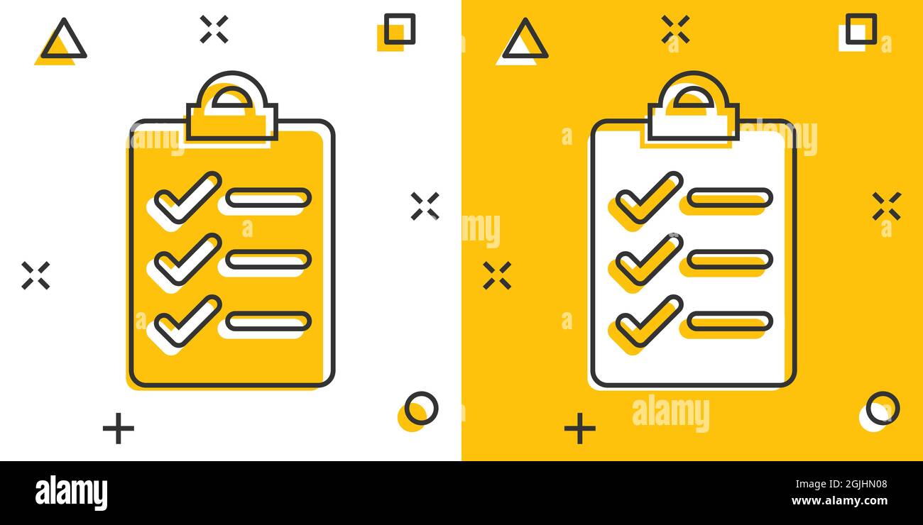 To do list icon in comic style. Document checklist cartoon vector ...