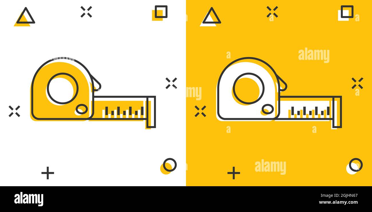 Measure tape icon in comic style. Ruler cartoon sign vector ...