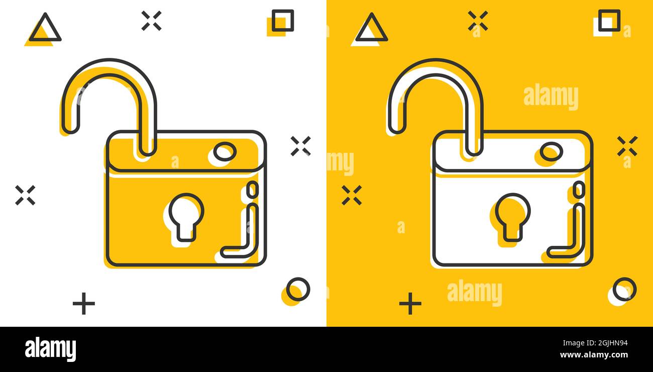 Locker icon in comic style. Padlock password cartoon vector ...