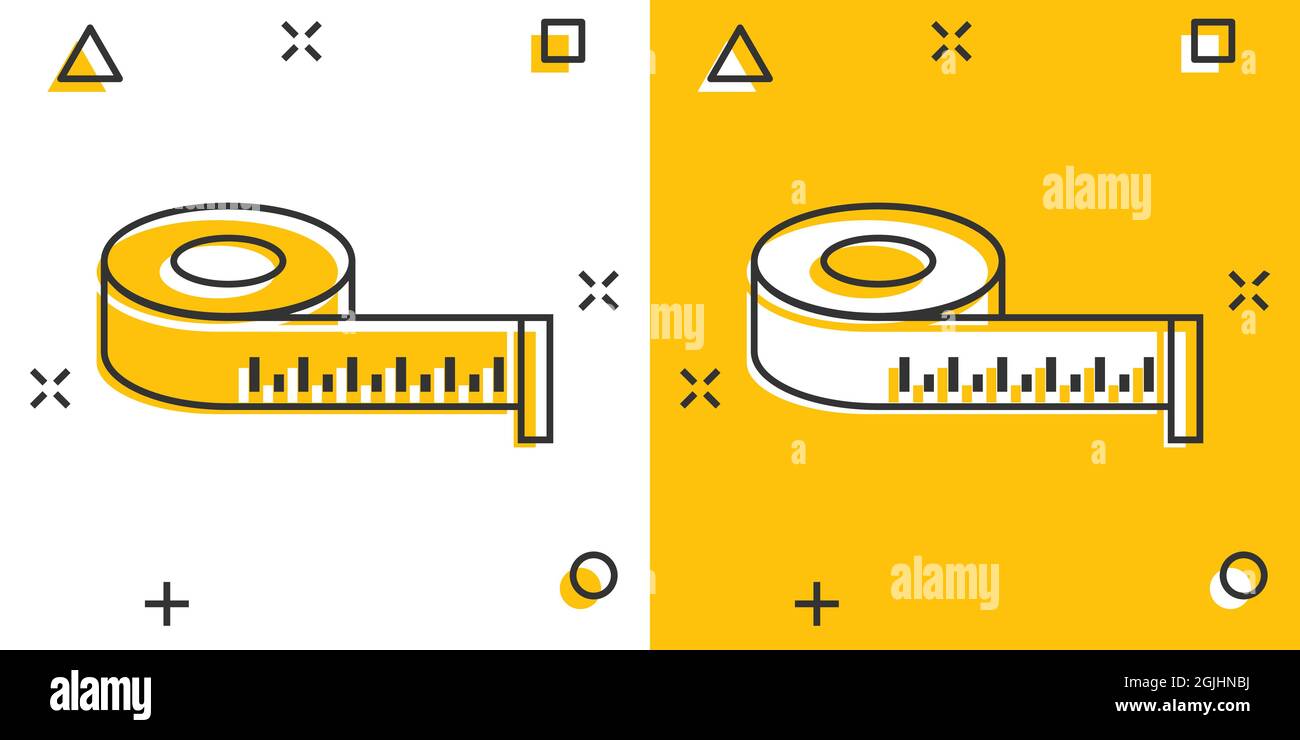 Measure tape icon in comic style. Ruler cartoon sign vector ...