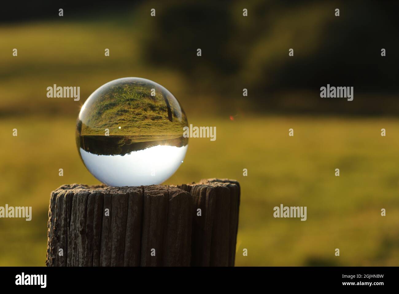 a beautiful landscape photographed through a lens ball Stock Photo - Alamy