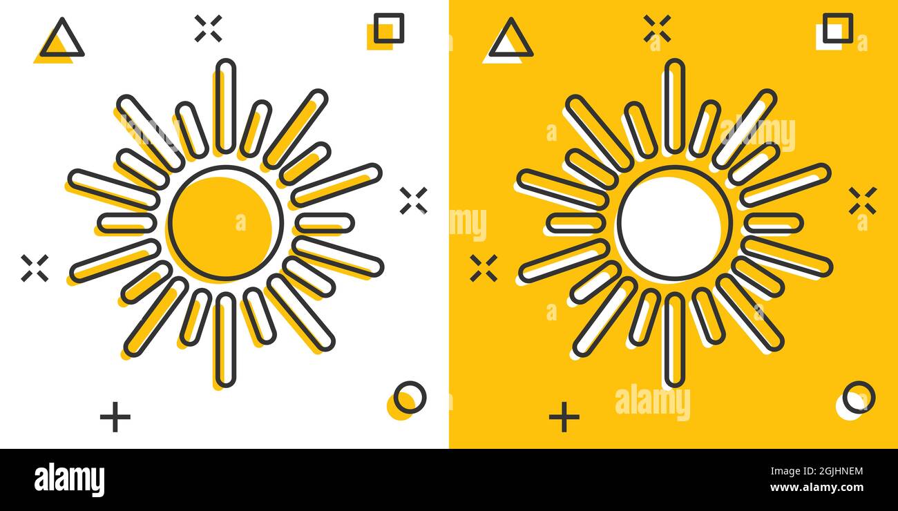 Sun icon in comic style. Sunlight cartoon sign vector illustration on ...