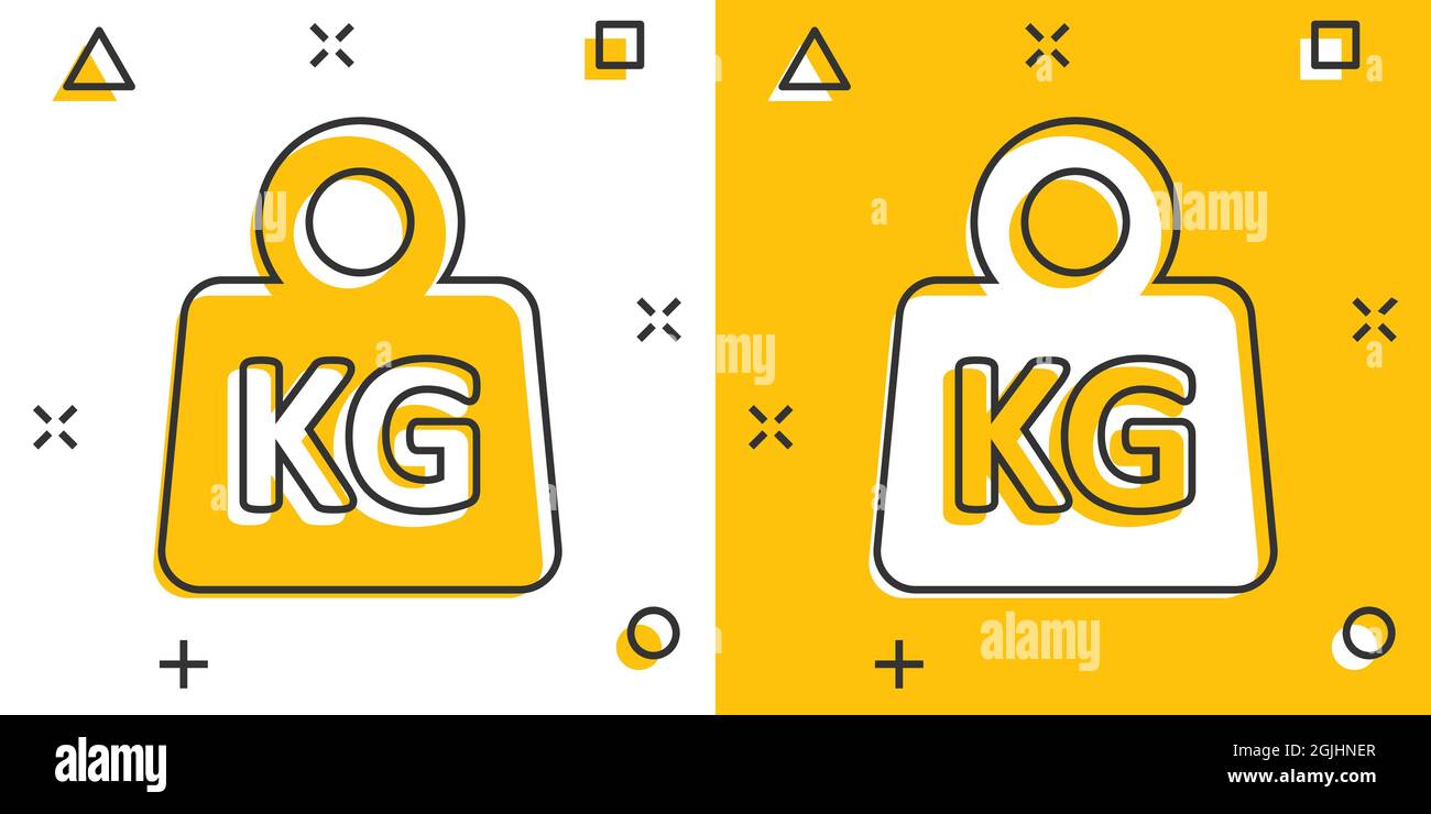 Scale icon in comic style. Kilogram dumbbell cartoon vector ...