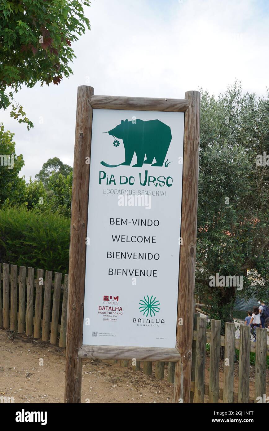 LEIRIA, PORTUGAL - Aug 01, 2021: The information signboard welcoming ...