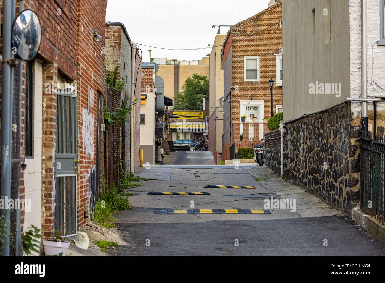 QUEENS, UNITED STATES - Jul 26, 2021: A street with residential ...