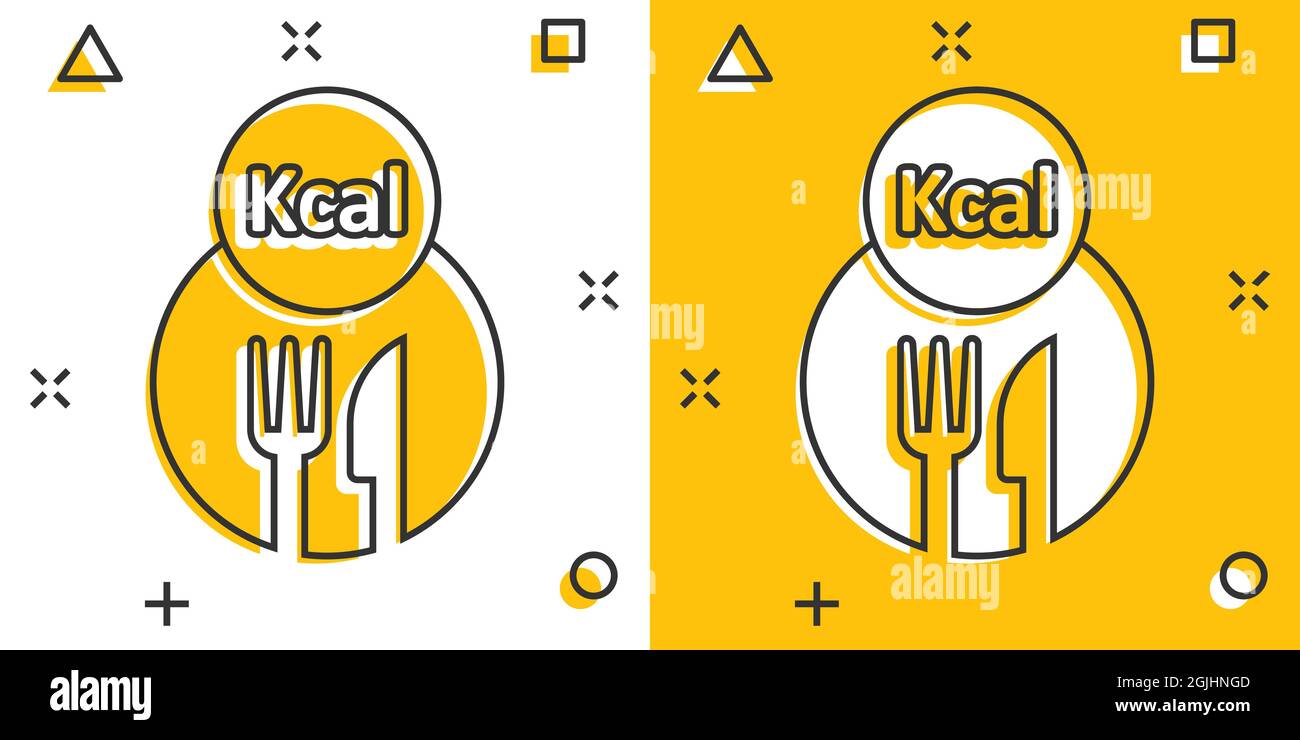 Kcal icon in comic style. Diet cartoon vector illustration on white ...
