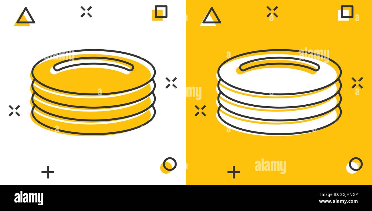 Plate icon in comic style. Dish cartoon vector illustration on white ...