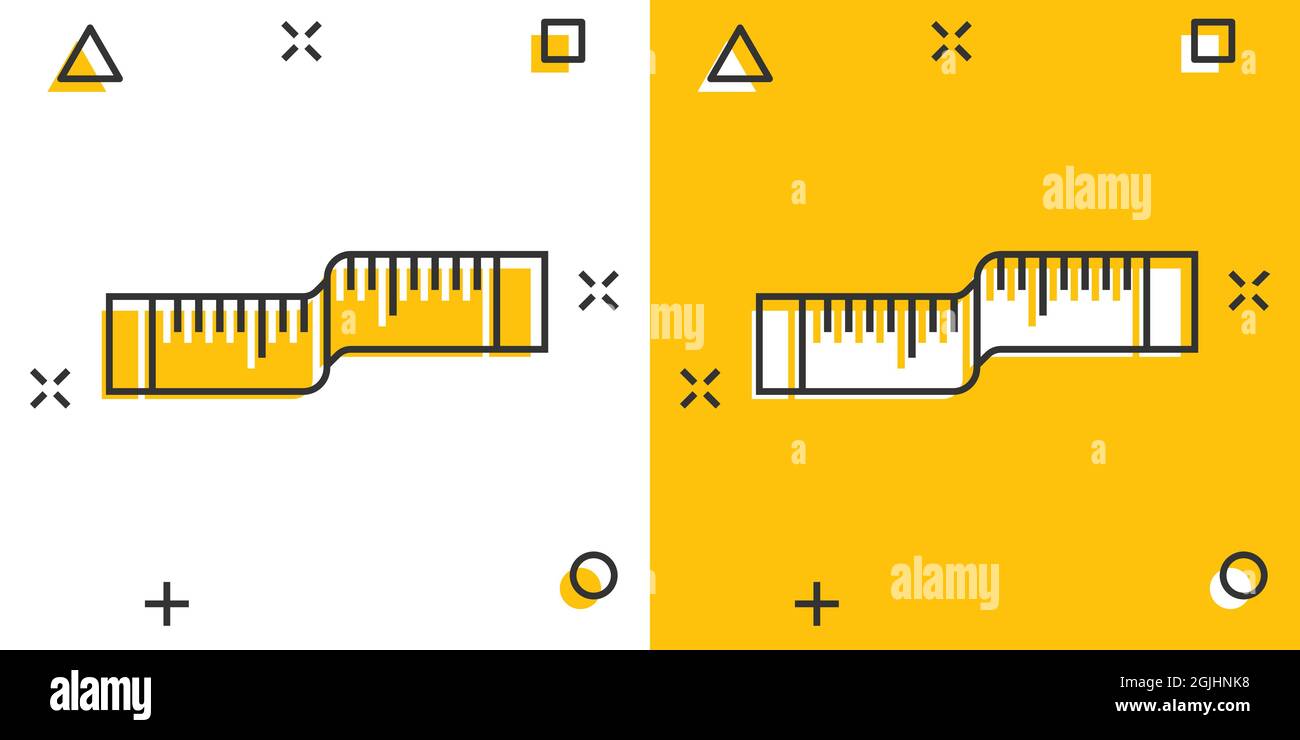Measure tape icon in comic style. Ruler cartoon sign vector ...
