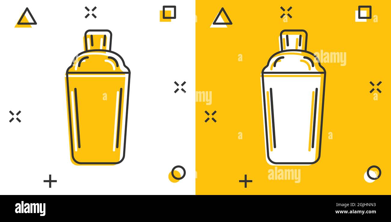 Shaker cocktail icon in comic style. Alcohol bottle cartoon vector ...