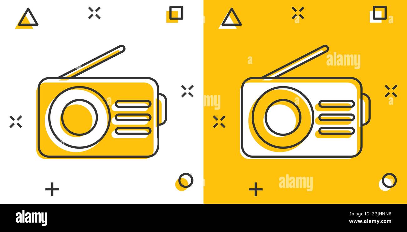 Radio icon in comic style. Fm broadcast cartoon vector illustration on ...
