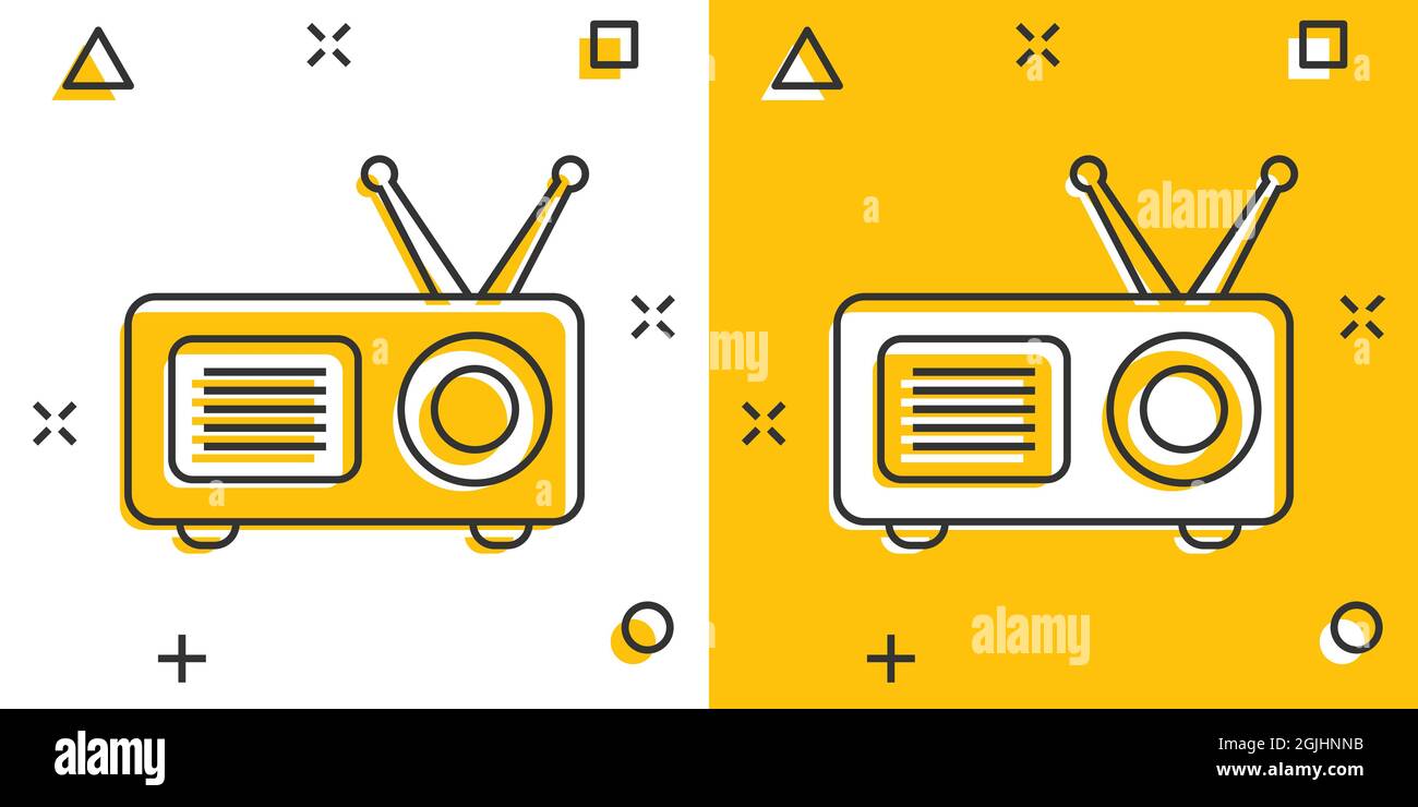 Radio icon in comic style. Fm broadcast cartoon vector illustration on ...