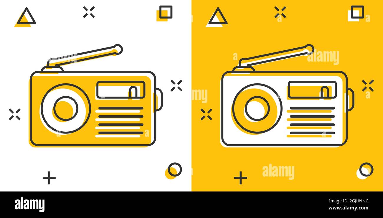 Radio icon in comic style. Fm broadcast cartoon vector illustration on ...
