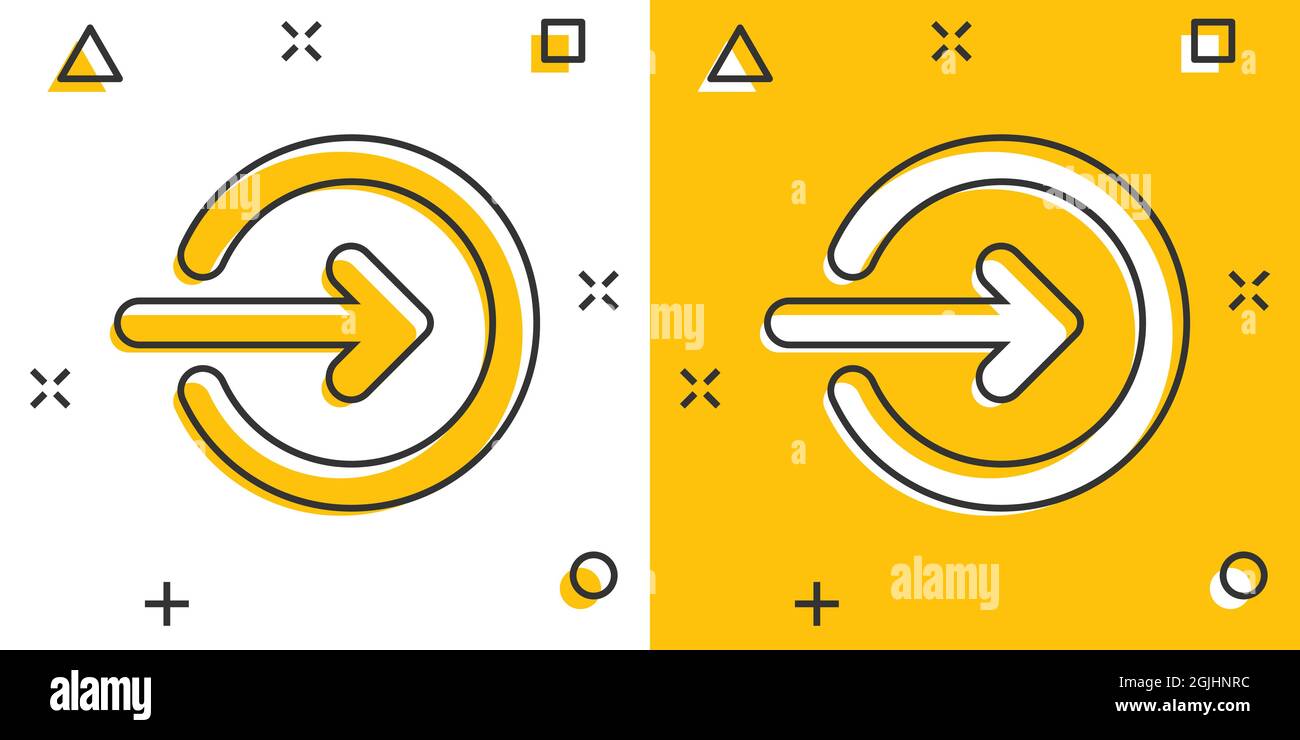 Login icon in comic style. Arrow access cartoon vector illustration on ...