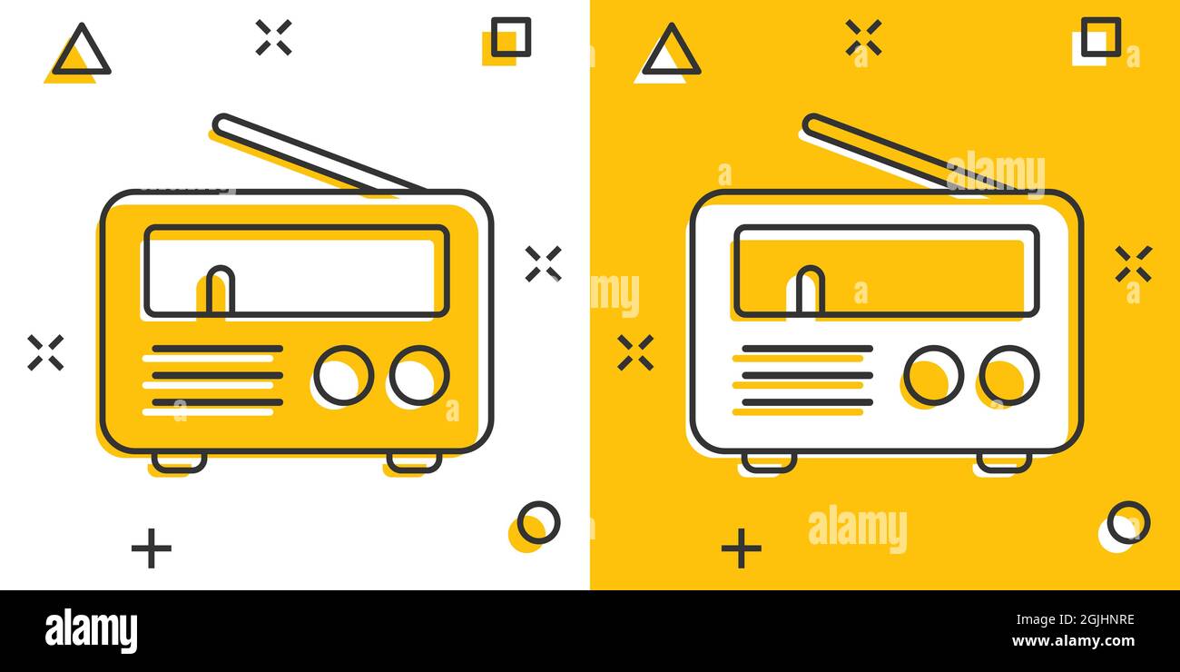 Radio icon in comic style. Fm broadcast cartoon vector illustration on ...