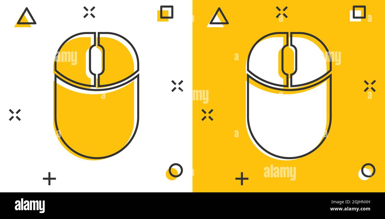 Computer mouse icon in comic style. Cursor cartoon vector illustration ...