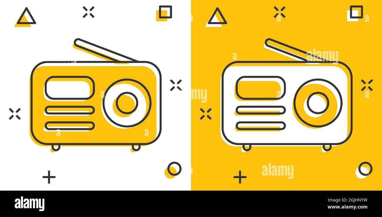 Radio icon in comic style. Fm broadcast cartoon vector illustration on ...