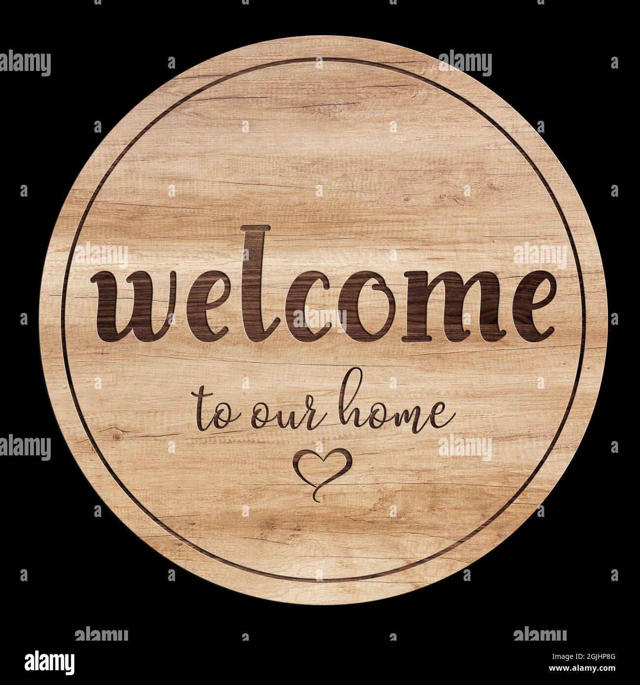 Welcome Sign round door hanger, 3d illustration Stock Photo - Alamy