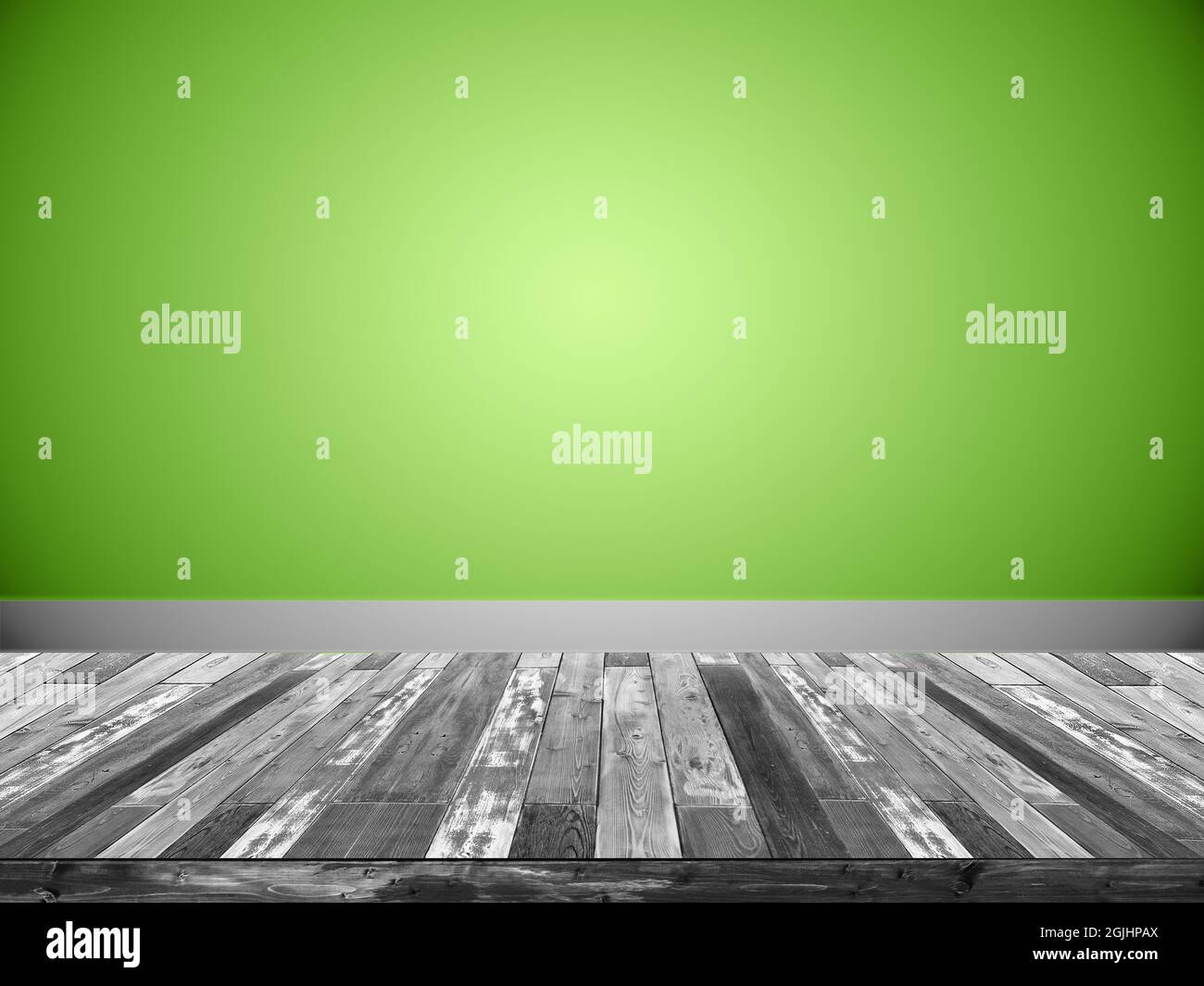 White wooden floor with green wall for display product Stock Photo - Alamy